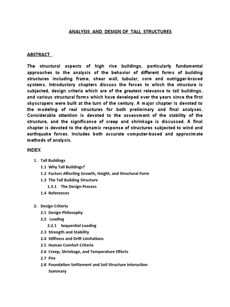 Analysis and Design of Tall Buildings | PDF | Tower | Civil Engineering