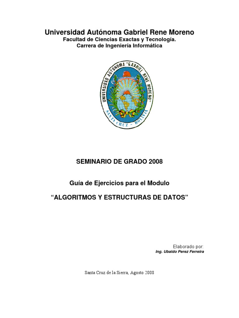 Guia de Ejercicios Alg y ED 2008 | PDF | Estructura de datos de matriz | Algoritmos y ...