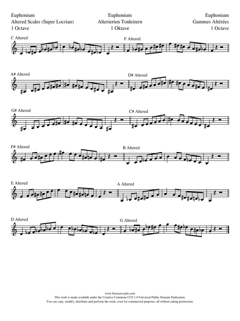 Altered Scales - Euphonium (Treble Clef) - Lexcerpts | PDF | Musical ...