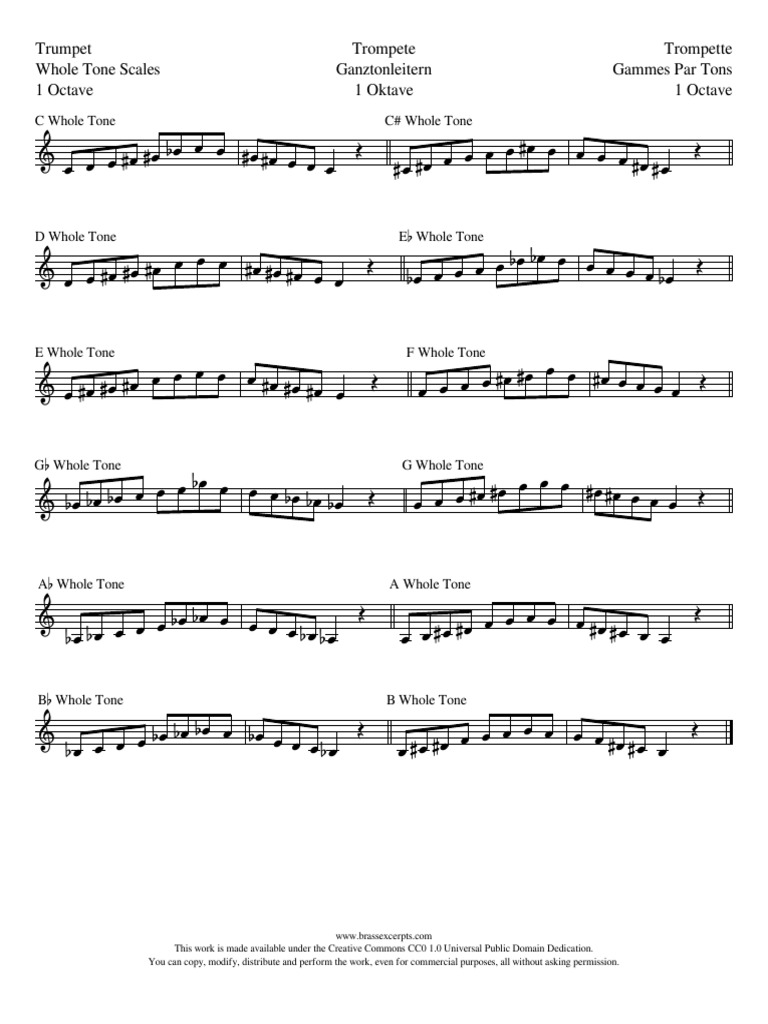 Whole Tone Scales - Trumpet - Lexcerpts | PDF | Trumpet | Creative ...