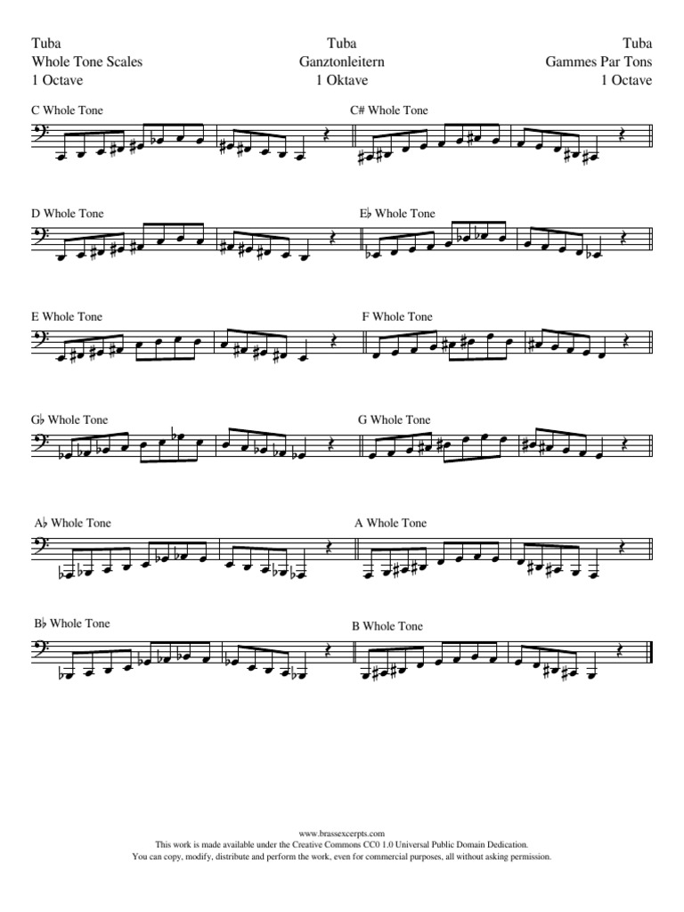 Whole Tone Scales - Tuba - Lexcerpts | PDF | Creative Commons License ...