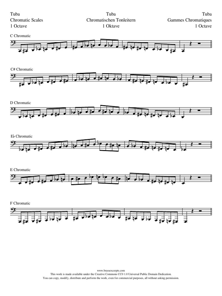 Chromatic Scales - Tuba - Lexcerpts | PDF | Creative Commons License ...