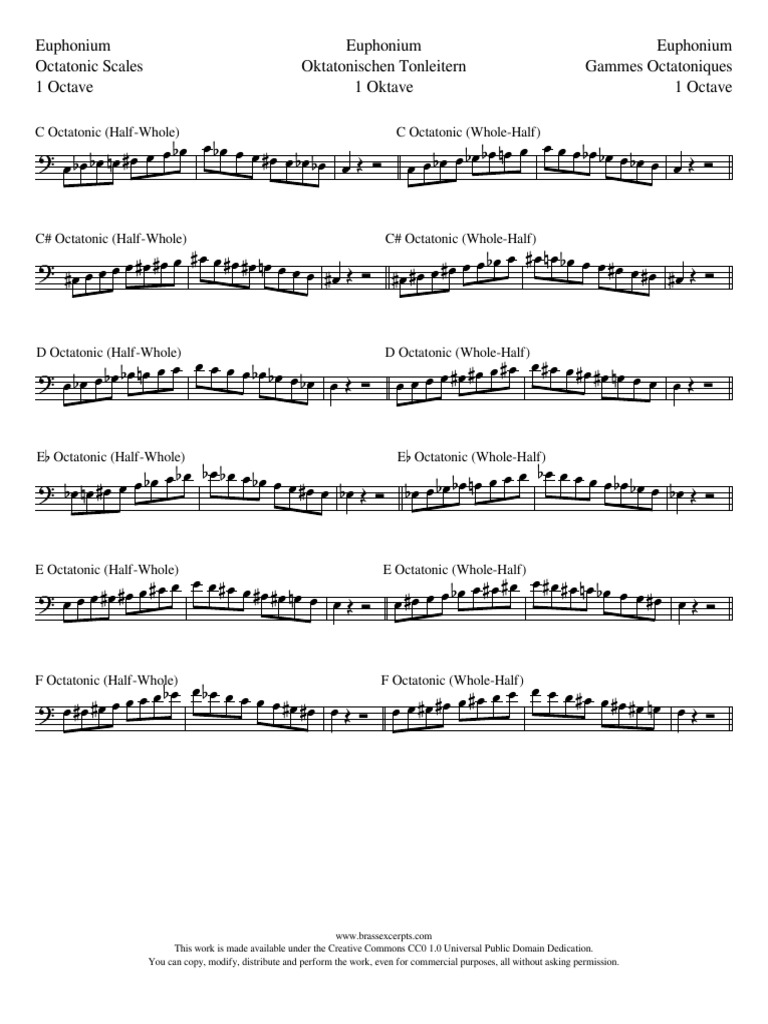 Octatonic Scales - Euphonium (Bass Clef) - Lexcerpts | PDF | Creative ...
