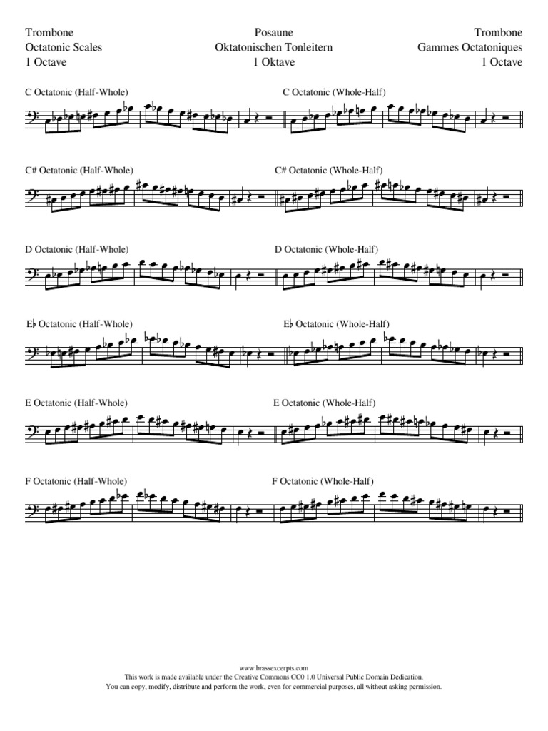 Trombone Octatonic Scales Guide | PDF | Creative Commons License ...
