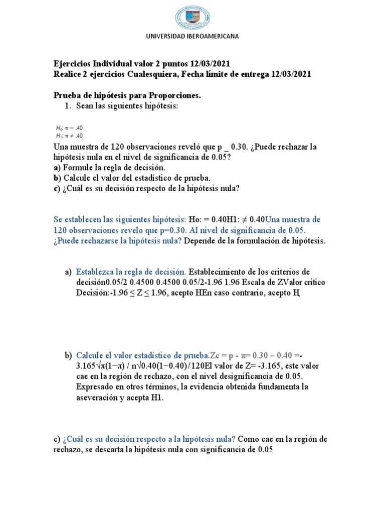 Practica II Prueba de Hipotesis | PDF