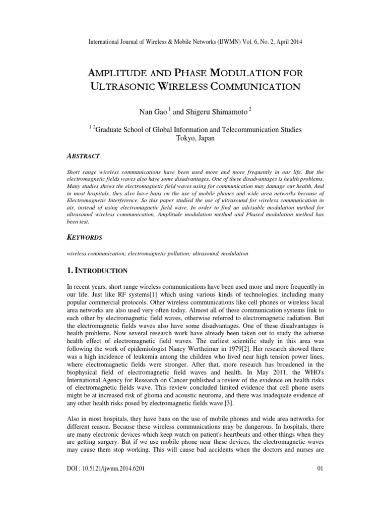 Amplitude and Phase Modulation For Ultrasonic Wire | PDF | Modulation | Broadcast Engineering