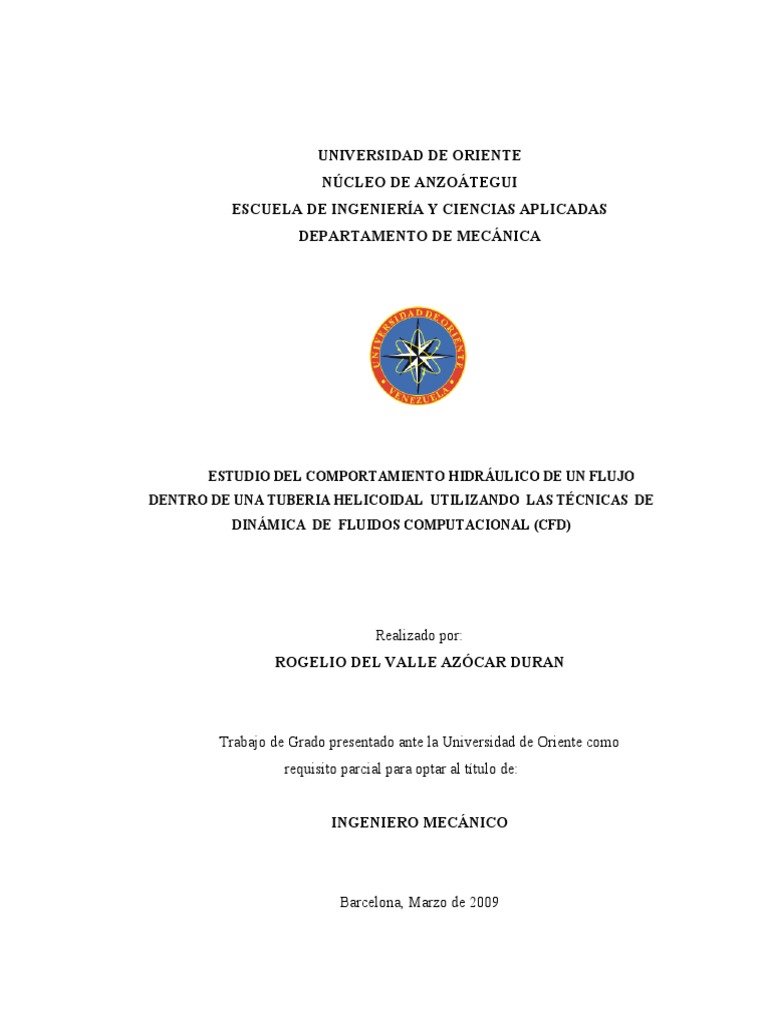 Estudio Del Comportamiento Hidráulico de Un Flujo Dentro de Una Tuberia ...