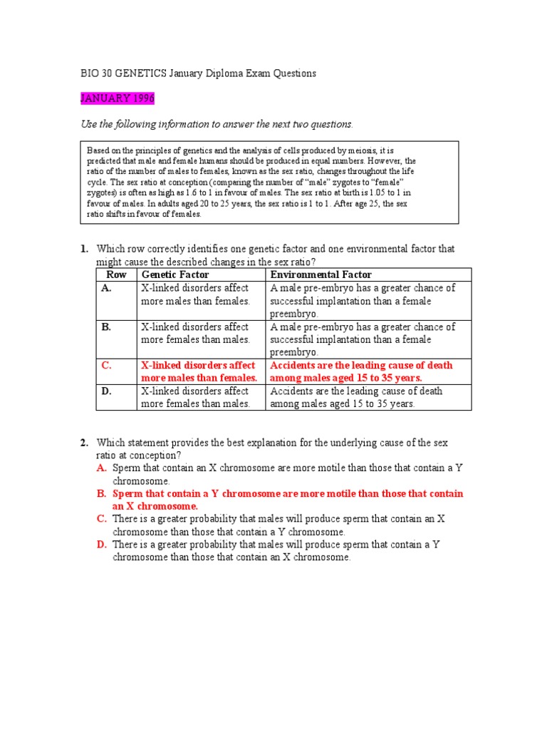 Genetics Review Questions Key | PDF | Dominance (Genetics) | Zygosity