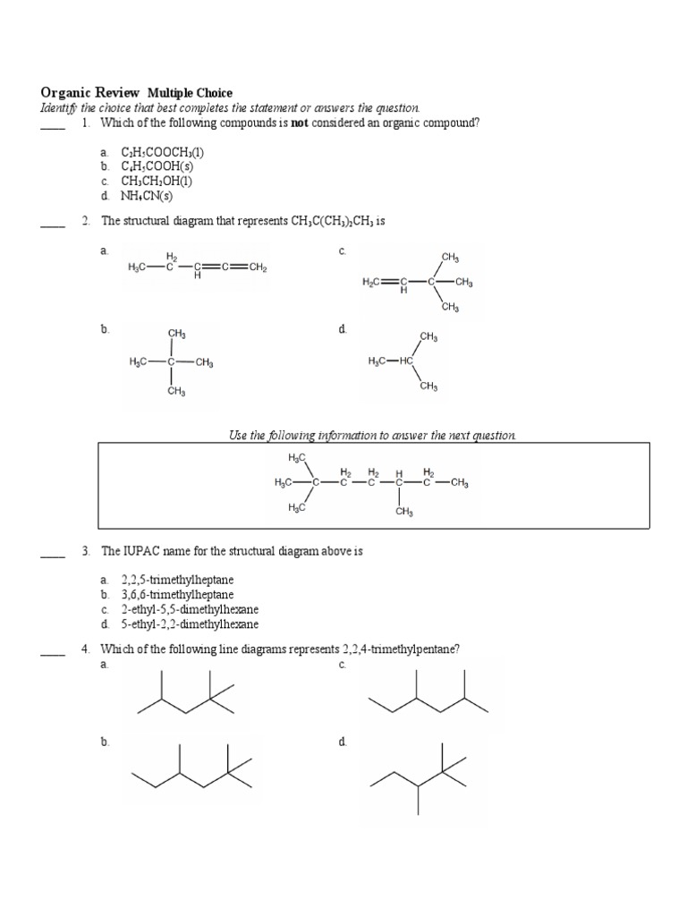 Organic Chemistry Review Questions | PDF | Alkene | Alcohol
