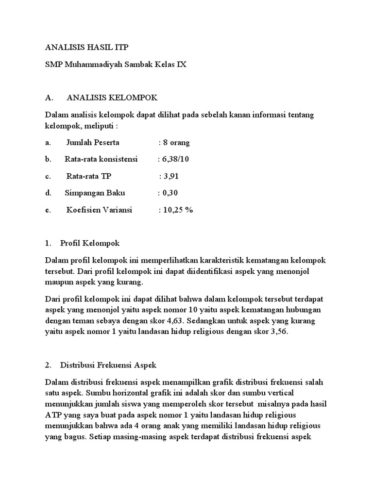 Contoh ANALISIS HASIL ITP | PDF | Pengembangan Diri | Kesehatan Holistik