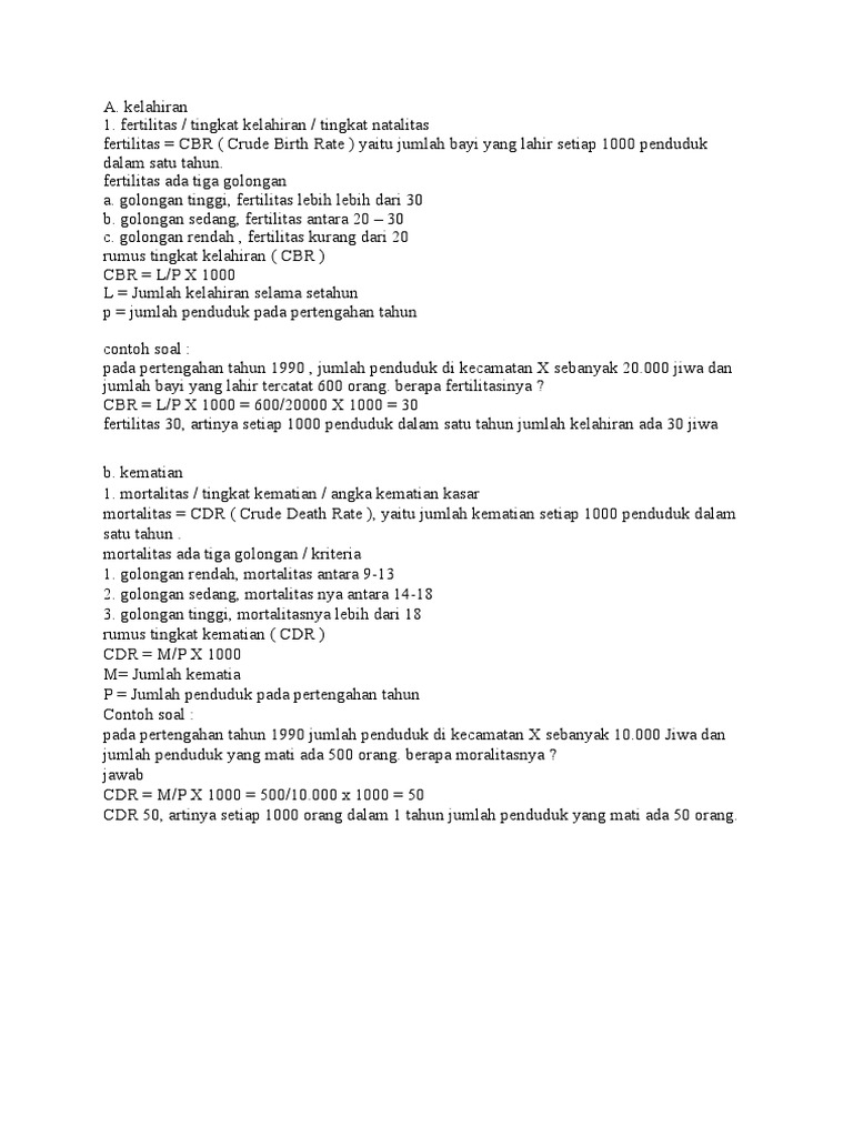 Contoh Soal CBR Dan CDR Demografis | PDF