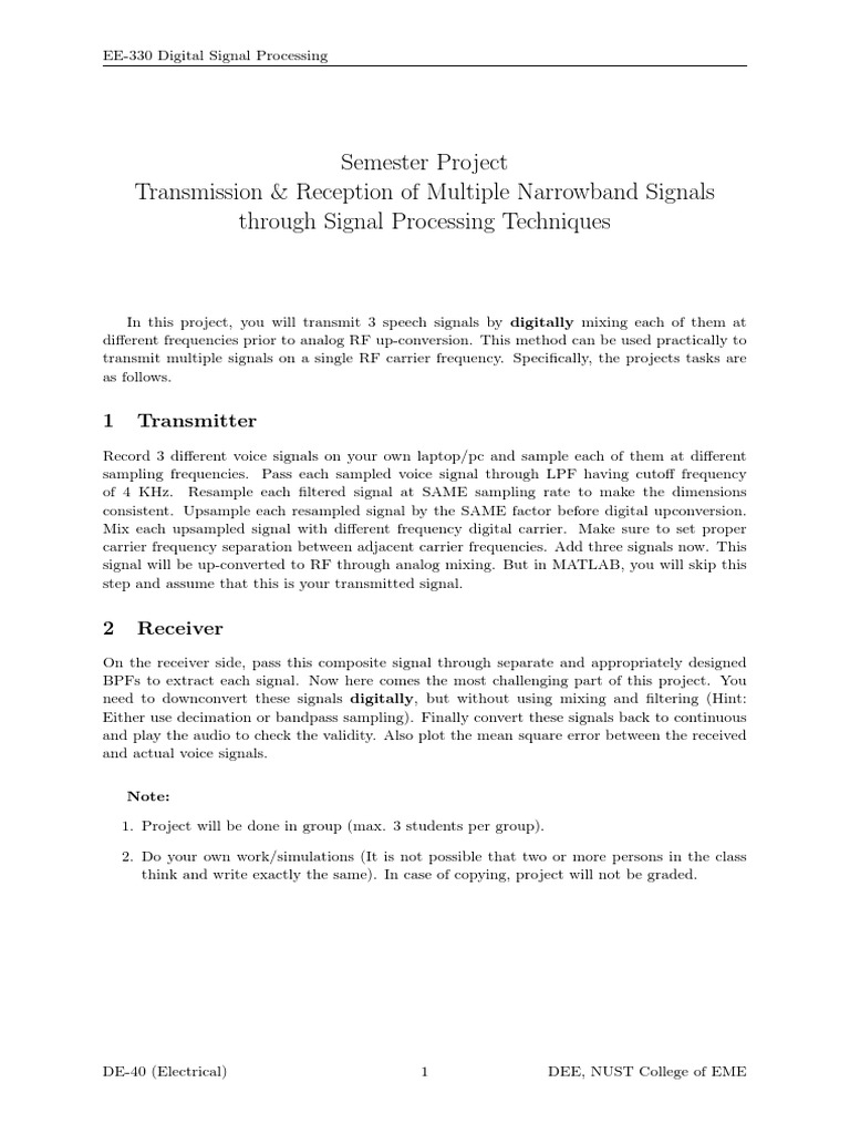 Multiple Signal Transmission Project | PDF