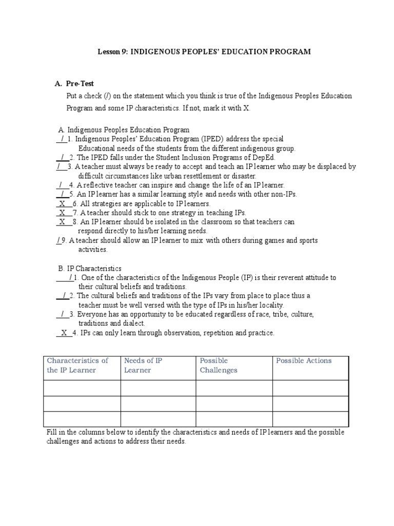 Lesson 9: Indigenous Peoples' Education Program | PDF