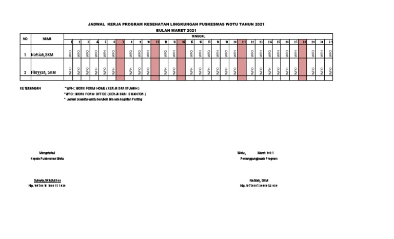Jadwal WFH | PDF
