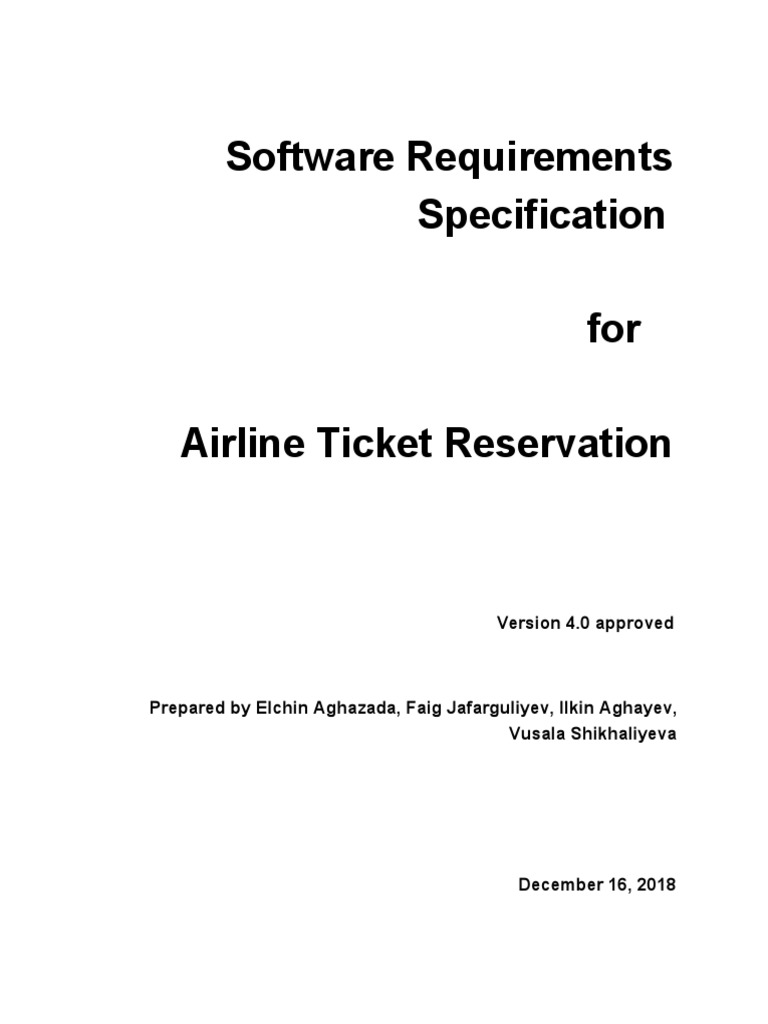 Airline Ticket Reservation System Specs | PDF | Use Case | Class ...