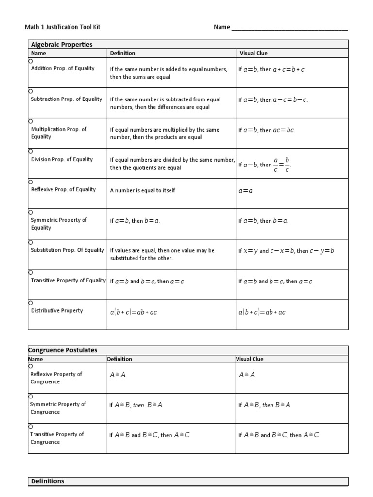 Geometry Justification Tool Kit | PDF | Triangle | Triangle Geometry
