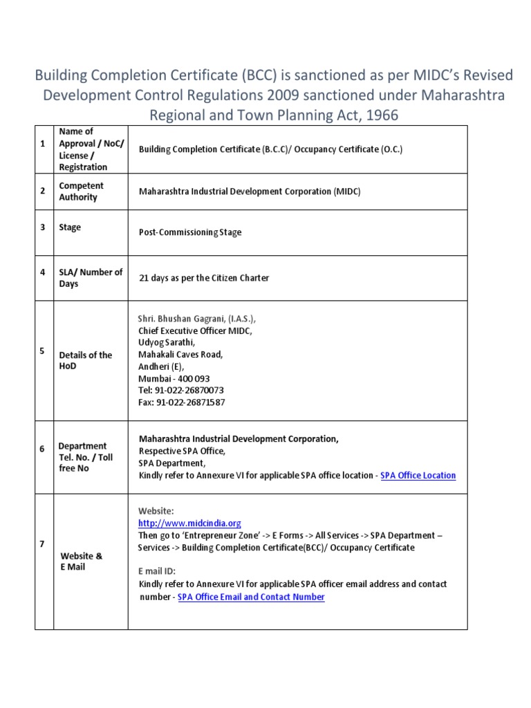 Building Completion Certificate Midc | PDF | Finance & Money Management
