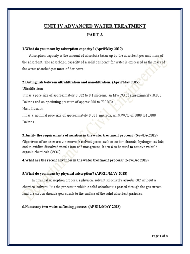 Env UNIT 4 QB | PDF | Ion Exchange | Adsorption