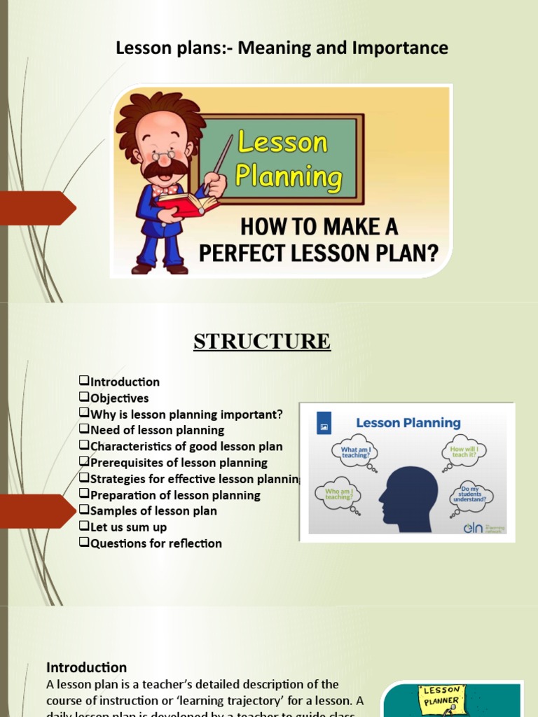 Lesson Plans:-Meaning and Importance | PDF | Lesson Plan | Teachers
