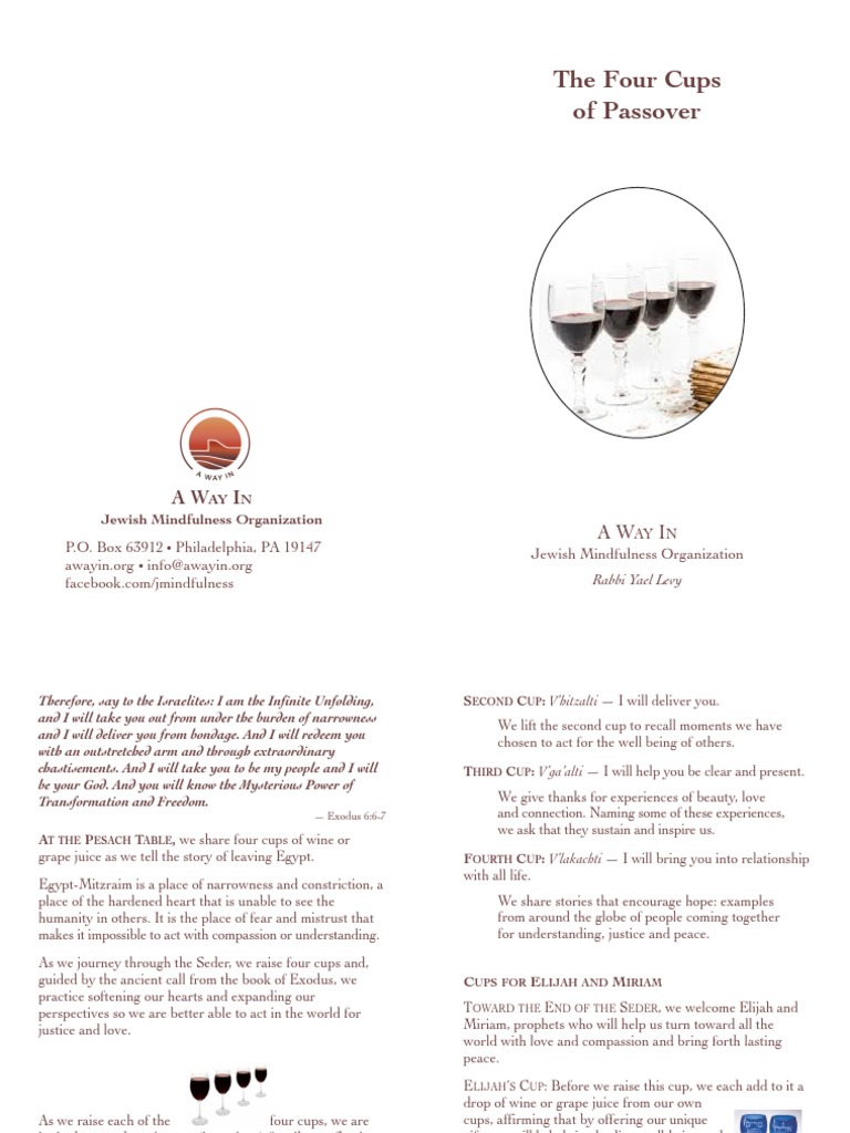 The Four Cups of Passover: Jewish Mindfulness Organization | PDF ...