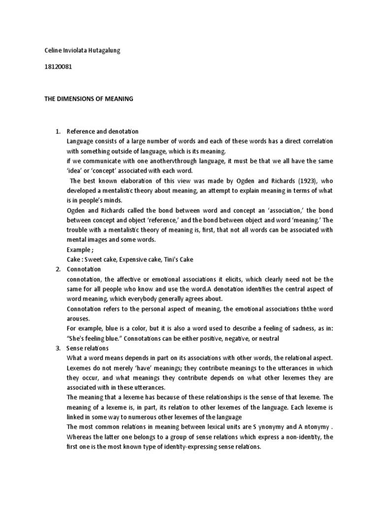 The Dimensions of Meaning | PDF | Word | Lexicon