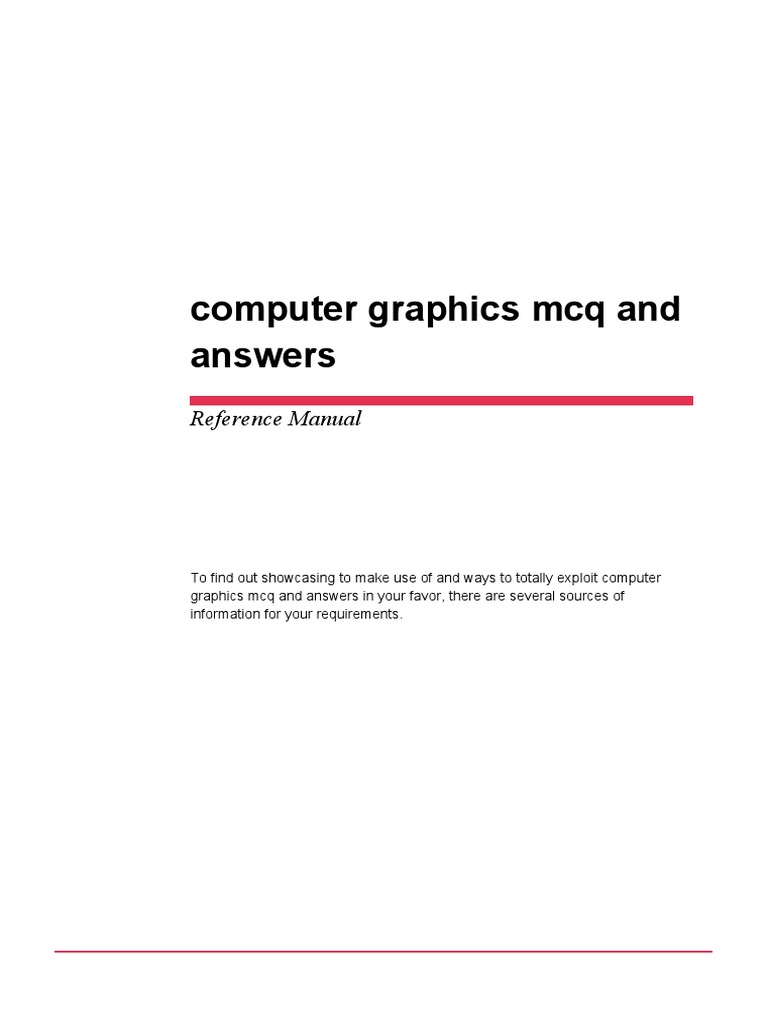 Computer Graphics MCQ and Answers | PDF | Graphics | Graphics ...