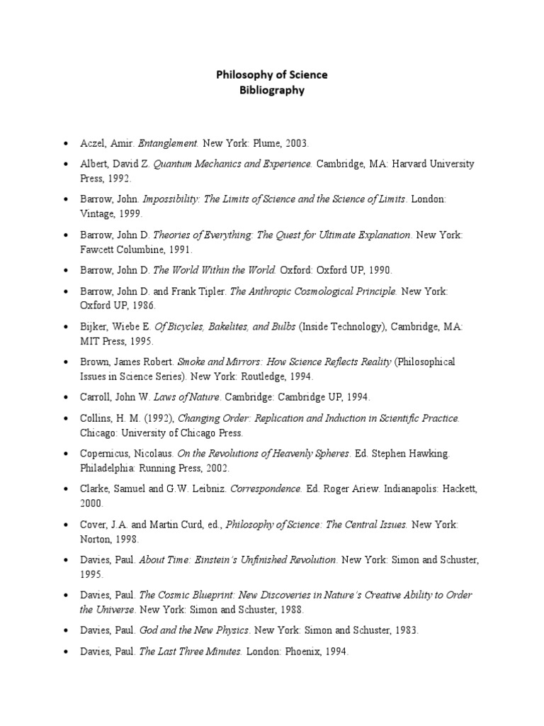Bibliography - Philosophy of Science | PDF | Science | Philosophy Of ...