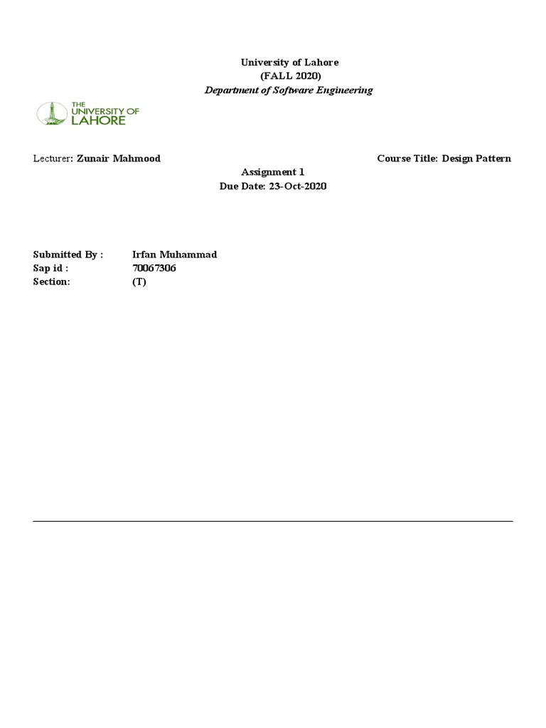 Design Pattern Assignment 1 | PDF | Class (Computer Programming ...