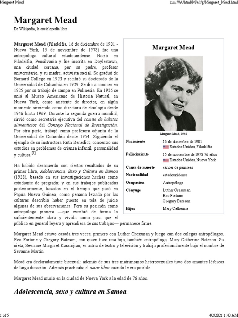 Margaret Mead | PDF | Antropología