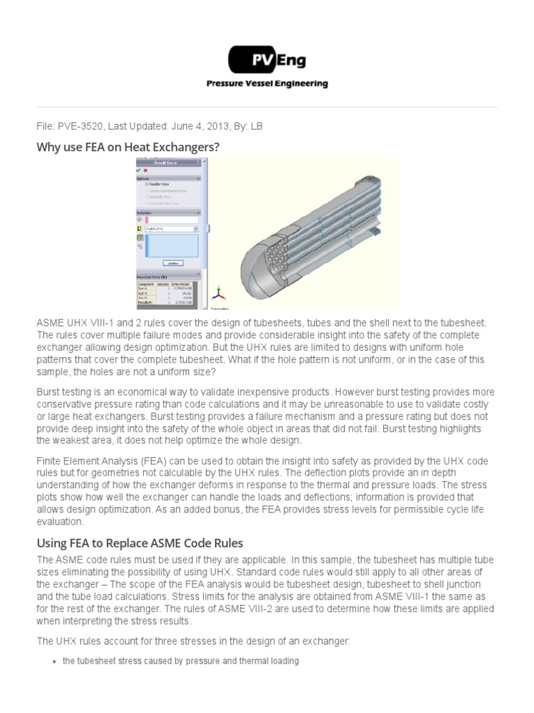 FEA for Heat Exchanger Design Validation | PDF | Finite Element Method ...
