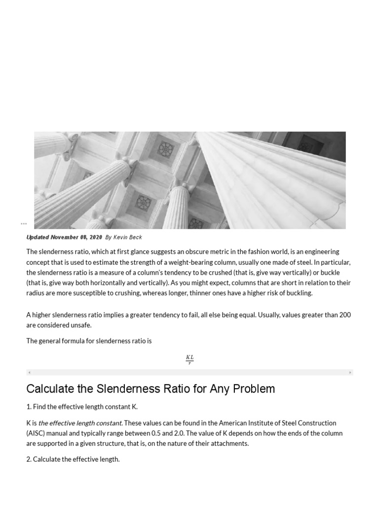 How To Calculate Slenderness Ratio | PDF | Buckling | Column