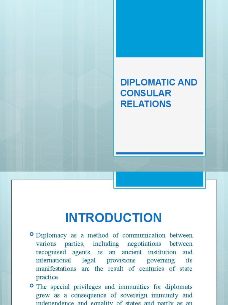 Diplomatic and Consular Relations | PDF | Consul (Representative ...