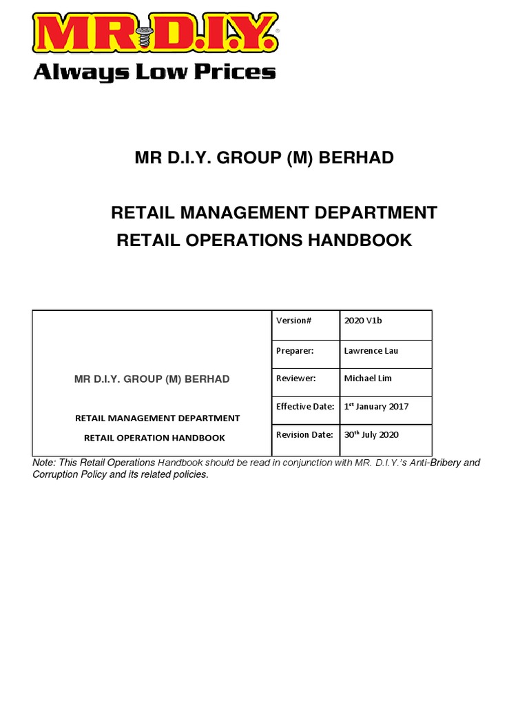 ID-2020 Retail Operation Handbook-Foundation-V1b | PDF | Point Of Sale ...