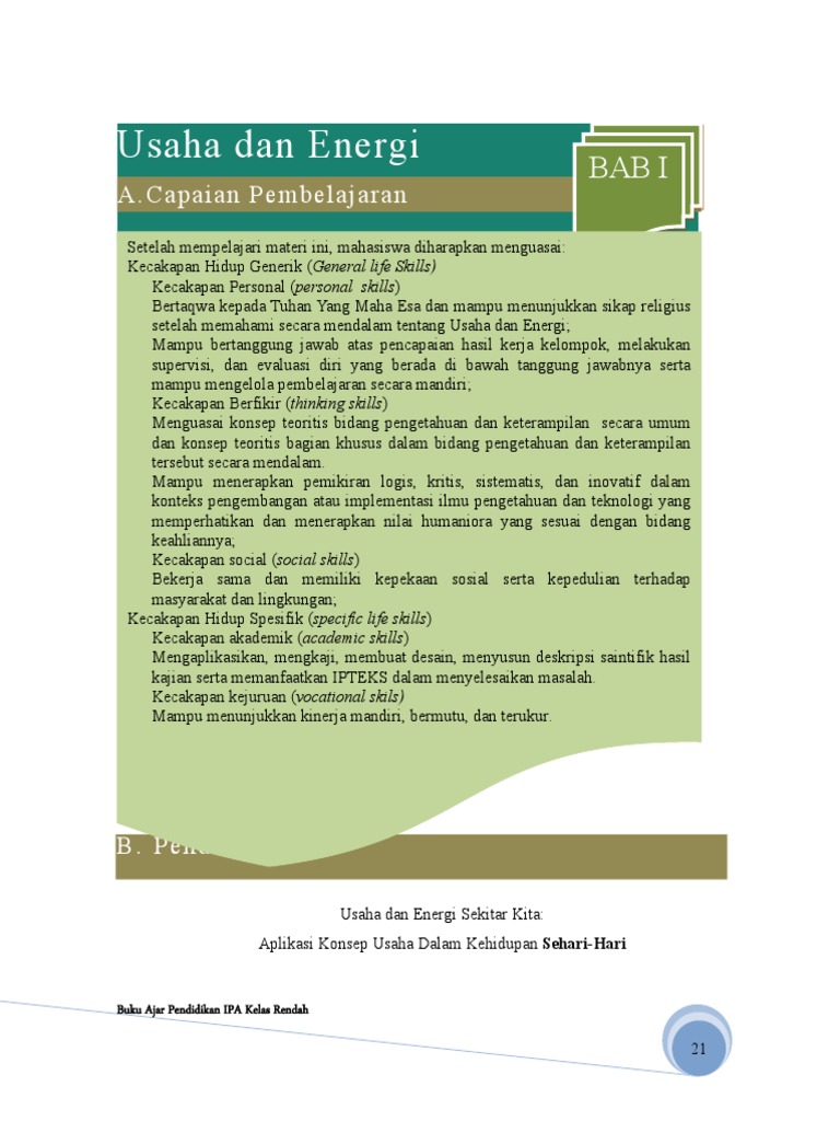 Makalah Kel 4 Usaha Dan Energi IPA Kelas Rendah | PDF
