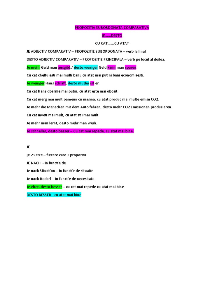 Propozitia Subordonata Comparativa | PDF