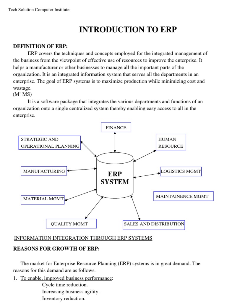 Understanding ERP Systems and Benefits | PDF | Enterprise Resource ...