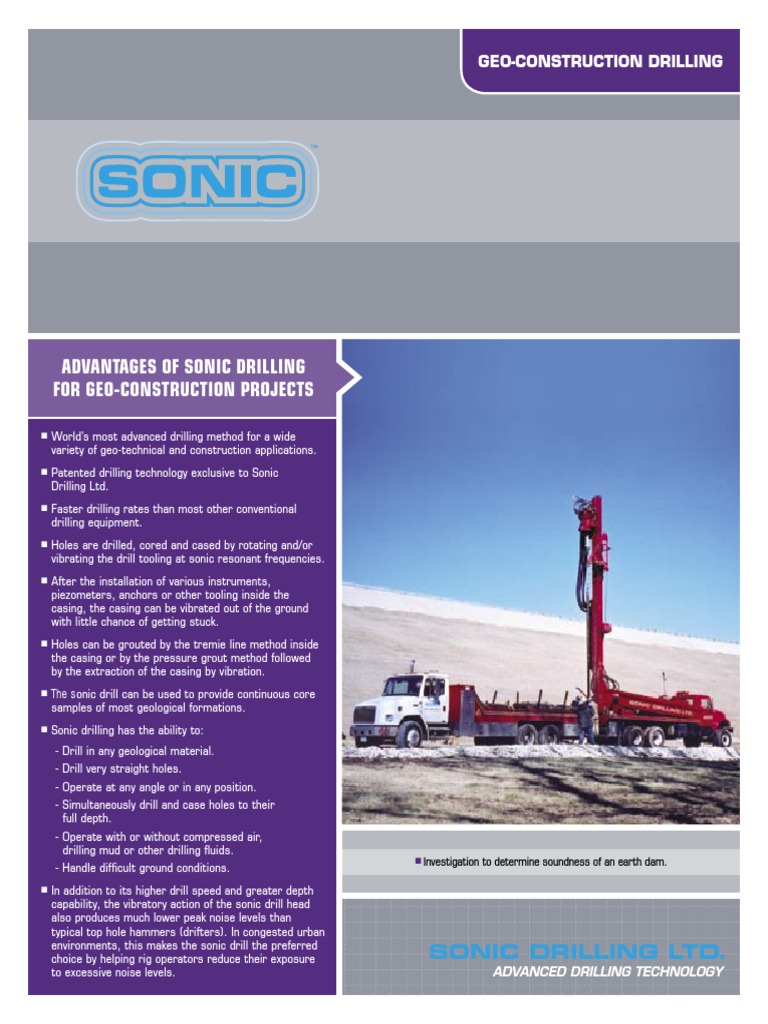 Advantages of Sonic Drilling for Geo-Construction | PDF | Drilling | Drill