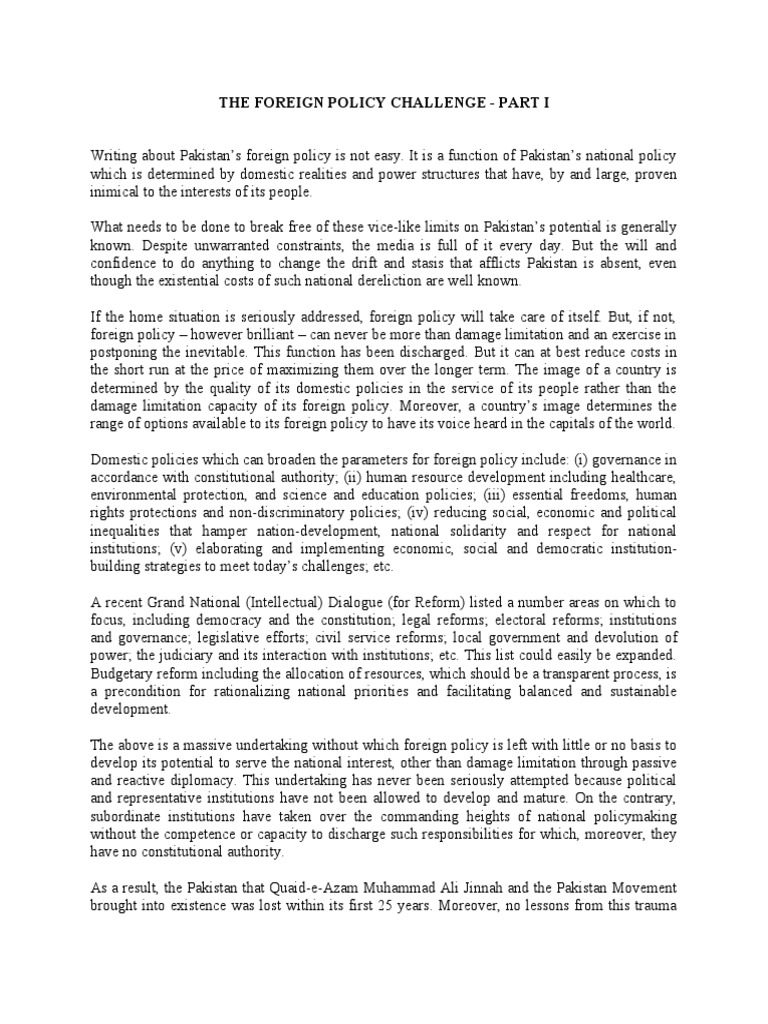 The Foreign Policy Challenge | PDF | Pakistan | India–Pakistan Relations