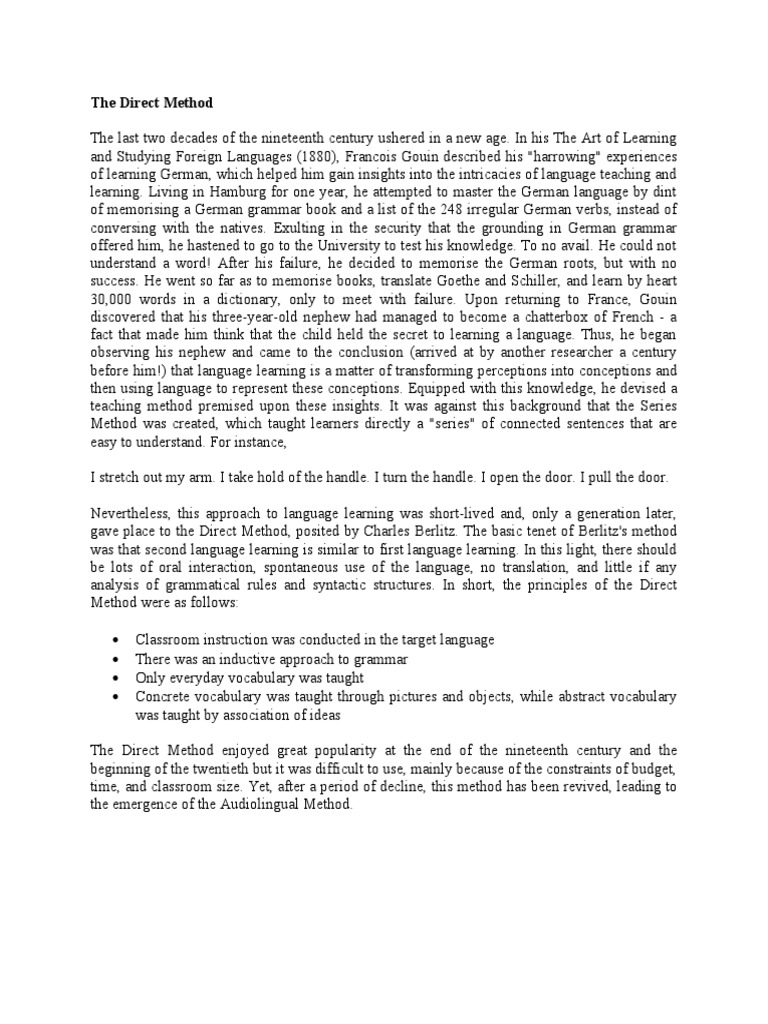 Direct Method | PDF | Language Acquisition | Communication