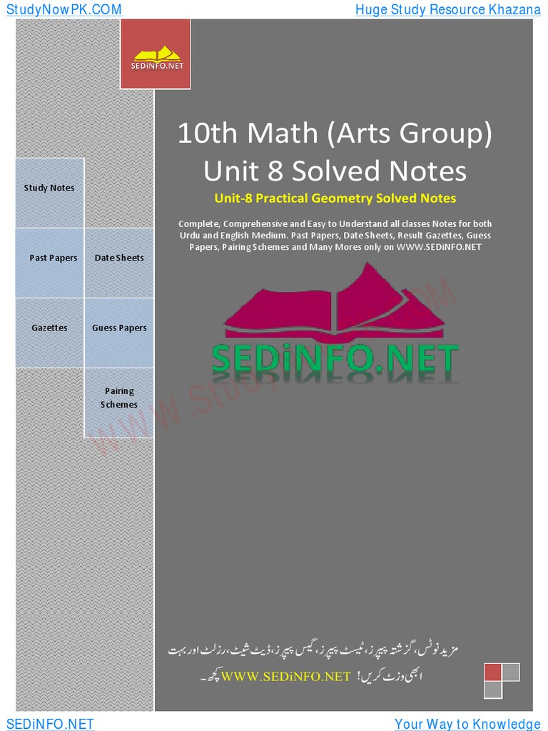 10th Math (Arts Group) Unit 8 Solved Notes | PDF | Teaching Mathematics