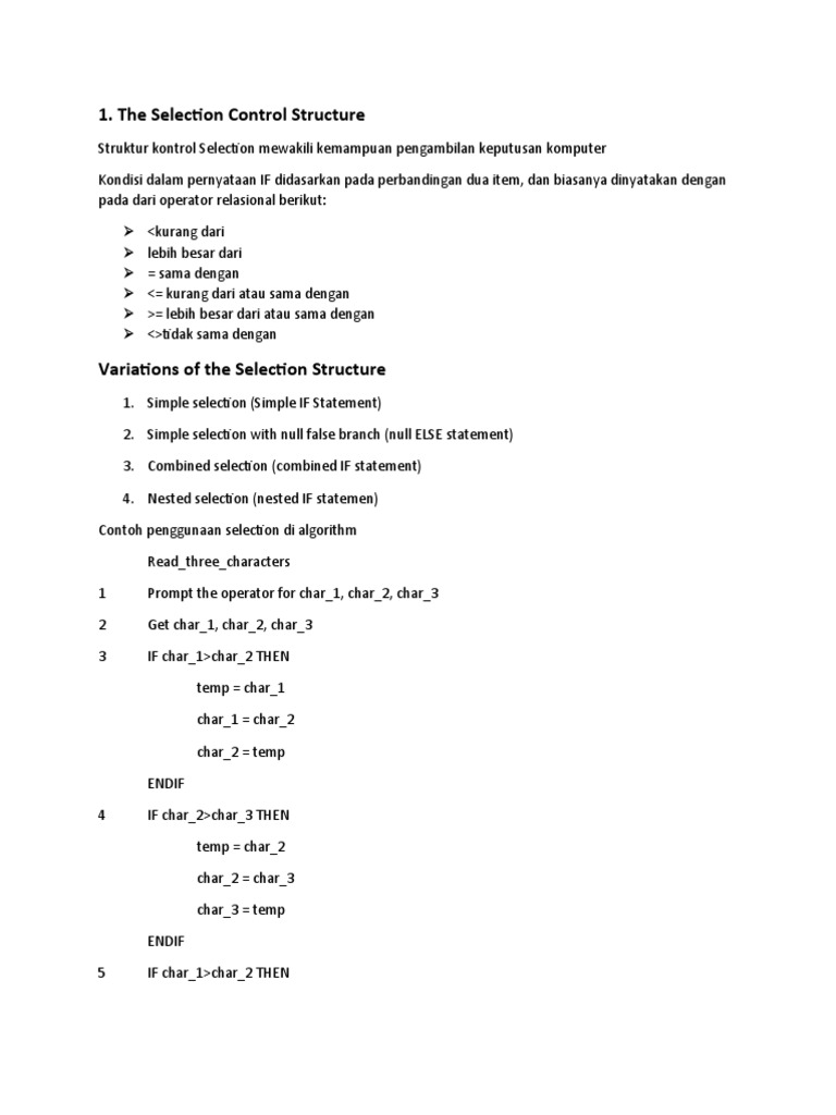 The Selection and Repetition Control Structure | PDF