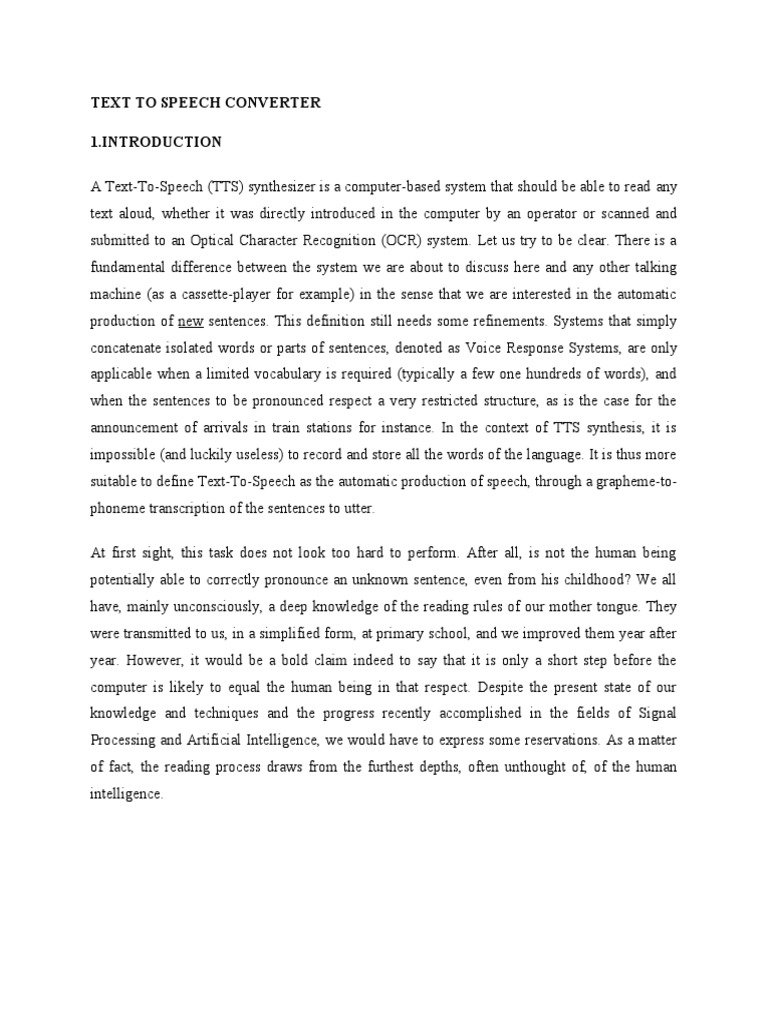 Text To Speech Conversion | PDF | Java (Programming Language) | Speech ...