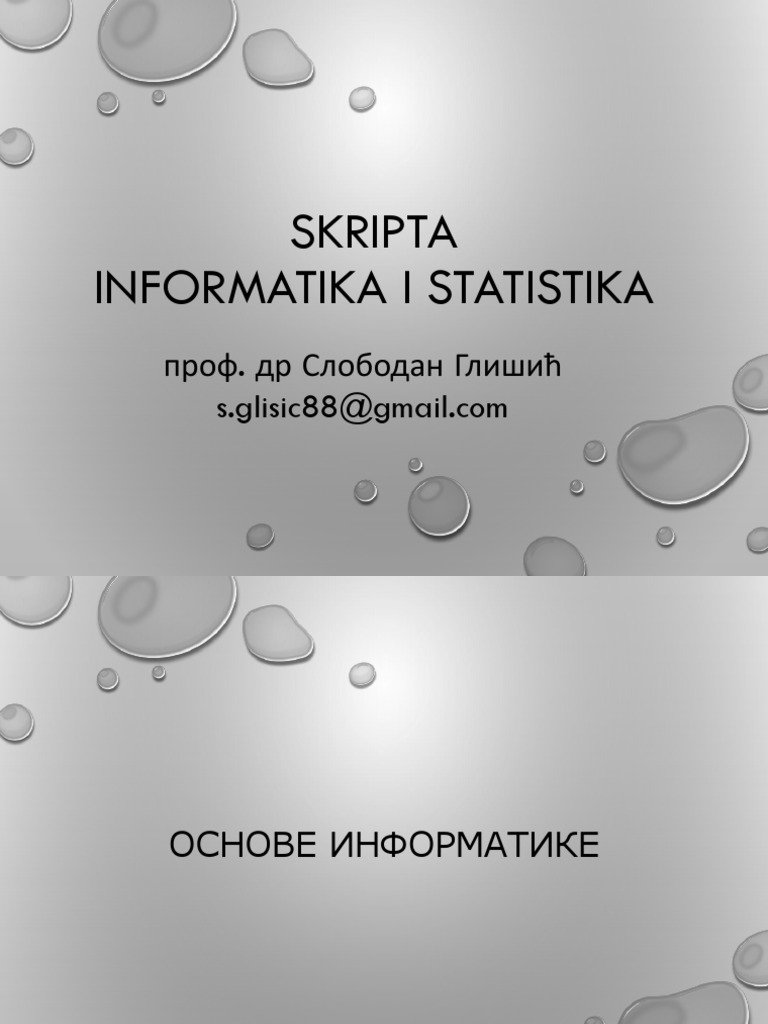 Informatika I Statistika Skripta | PDF