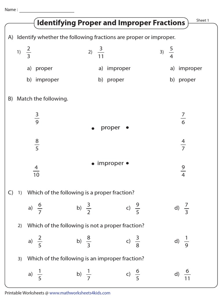 Identifying Proper and Improper Fractions | PDF | Teaching Mathematics