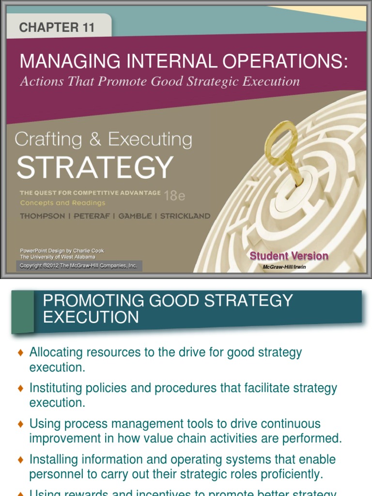 Managing Internal Operations:: Actions That Promote Good Strategic ...