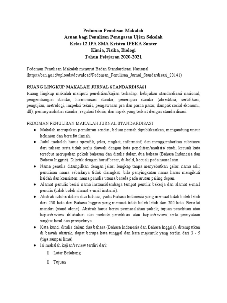 Pedoman Penulisan Makalah Menurut Badan Standardisasi Nasional | PDF