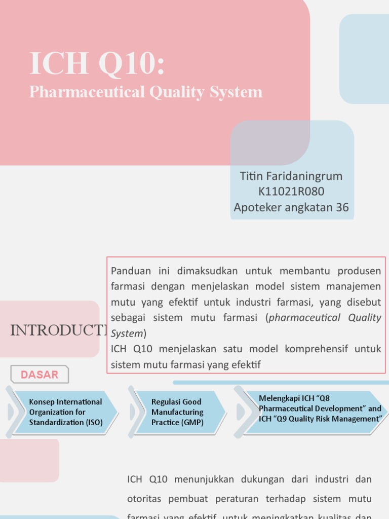 Resume ICH Q10 - Farmasi Industri | PDF | Kesehatan Holistik | Teknologi & Rekayasa