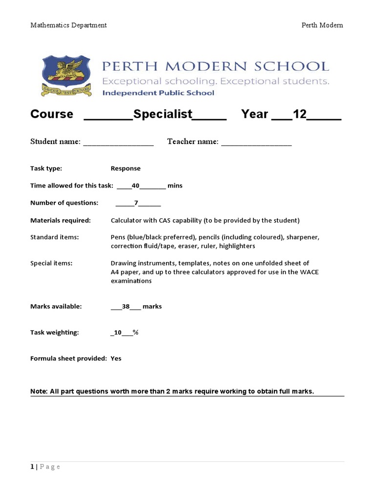 12 Spec Test 1 2021 Marking Key | PDF | Complex Number | Trigonometric ...