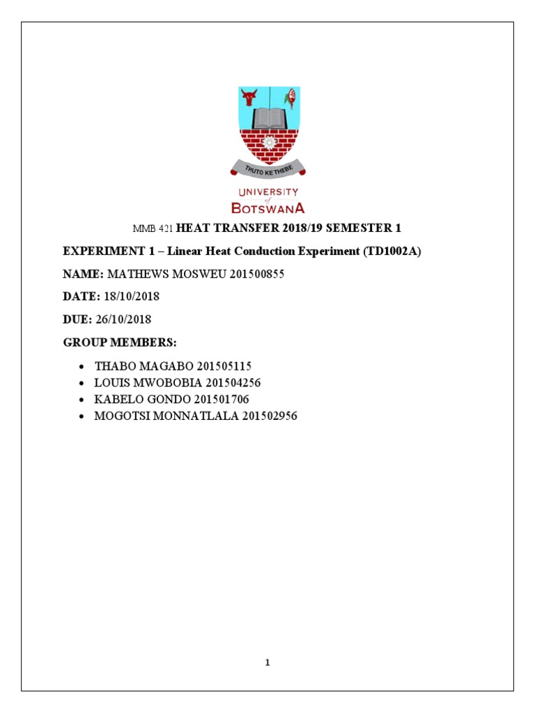 MMB 421 Heat Transfer 2018 | PDF | Thermal Conduction | Thermal ...