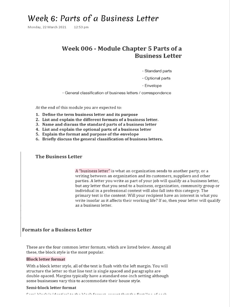 Components of a Business Letter | PDF | Guarantee | Envelope